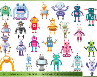 Popular items for cute robots clipart on Etsy