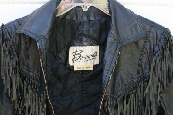 Vtg Berman's Leather Fringe Motorcycle Jacket Womens Small