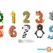 Animal Numbers Fabric Wall Decals Set of Colorful Numbers