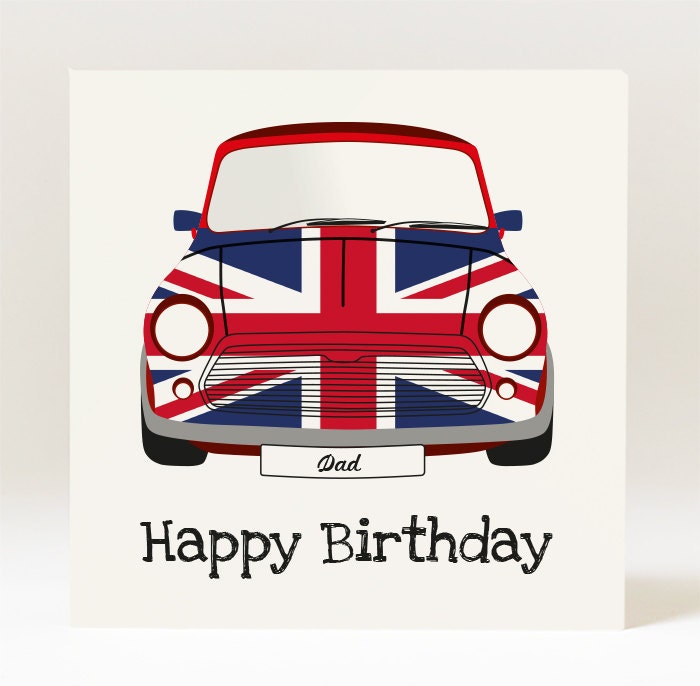 Handmade Mini Cooper Union Jack Birthday Card for Dad Uncle