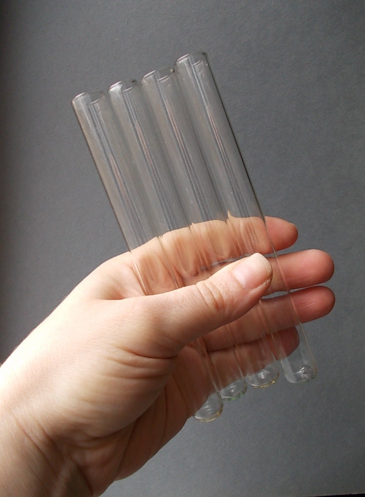 4 Vintage GLASS Test Tubes / Planters / LABORATORY Ware / Tiny Glass ...