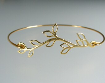 Gold branch bracelet | Etsy