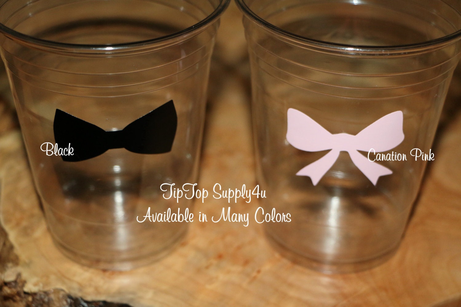 12 Bow Tie 12 Bows 1012 or 16 oz. clear disposable cup.