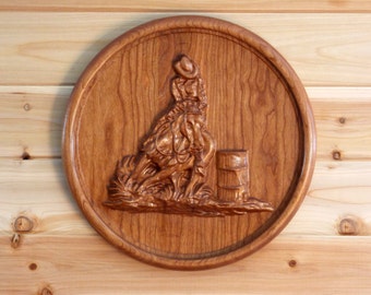 Rodeo Barrel Racing Wall Hanging. Cowboy Decor. Western Decor. Rustic ...