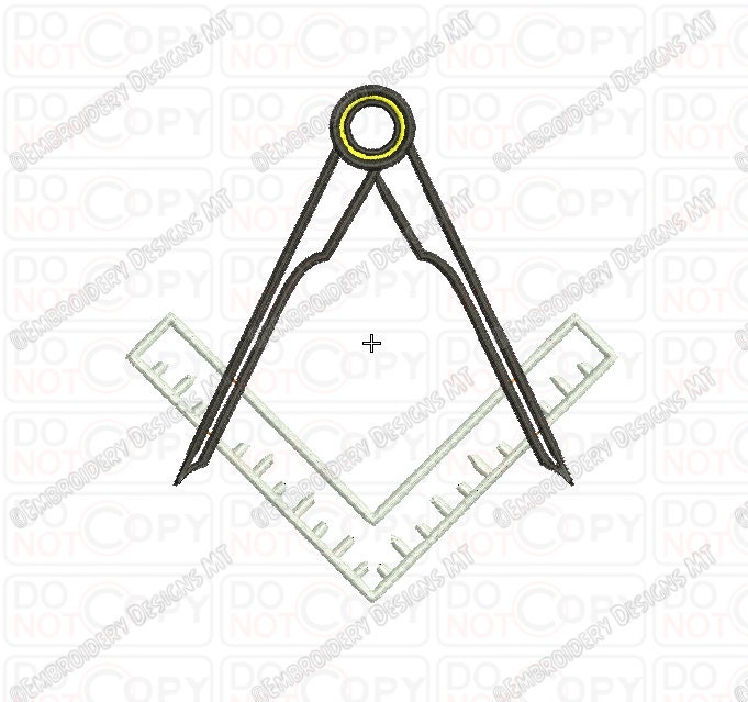 Square and Compass Symbol Applique Embroidery Design in 3x3