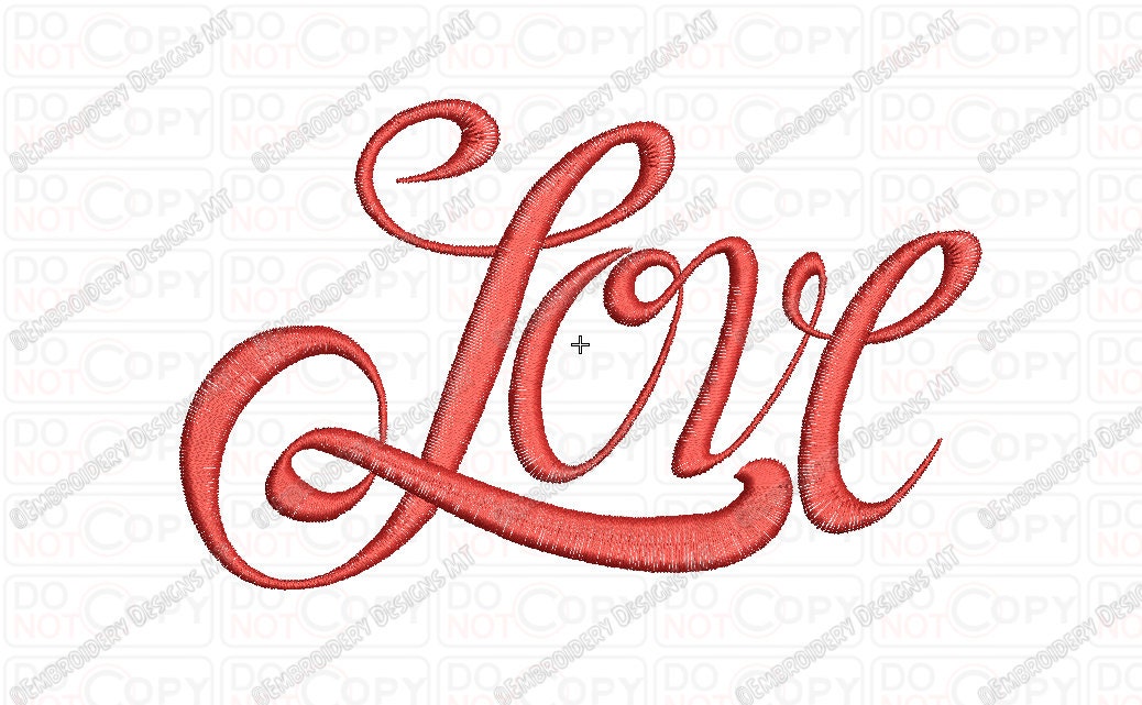 Love Cursive Fancy Script Embroidery Design in 1x1 2x2 3x3 4x4