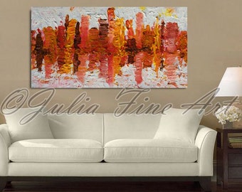Orange Painting Minimalist Art Abstract Sityscape Modern