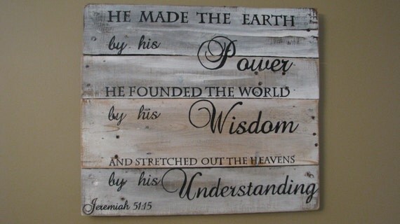 Items similar to hand painted Wooden sign with scripture, Jeremiah 51: ...