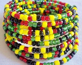 Rasta bead bracelet | Etsy