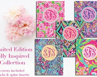 Personalized Monogram Lilly Pulitzer Inspired Binder Cover w/ Spine ...