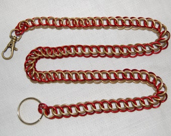 Red and gold aluminium wallet chain