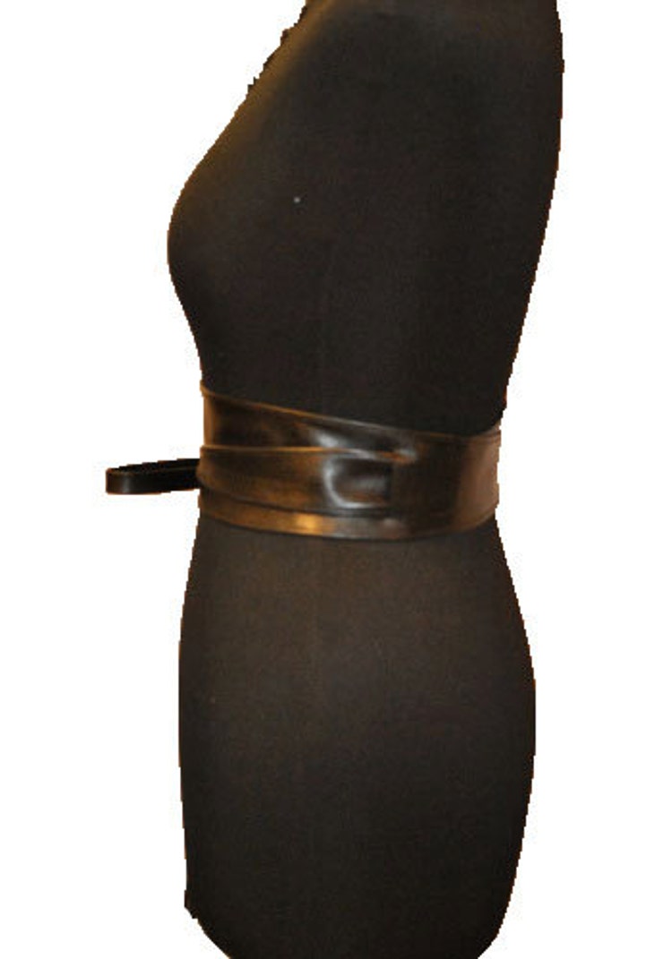 Black leather obi belts. by PichykDesign on Etsy