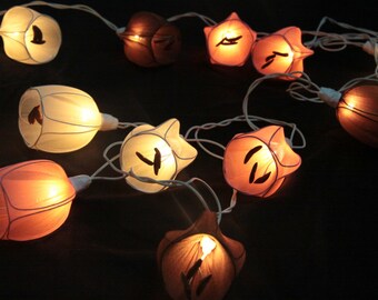Tulip FLOWER STRING LIGHTS, Christmas lights, Thailand hanging, Pink Tone