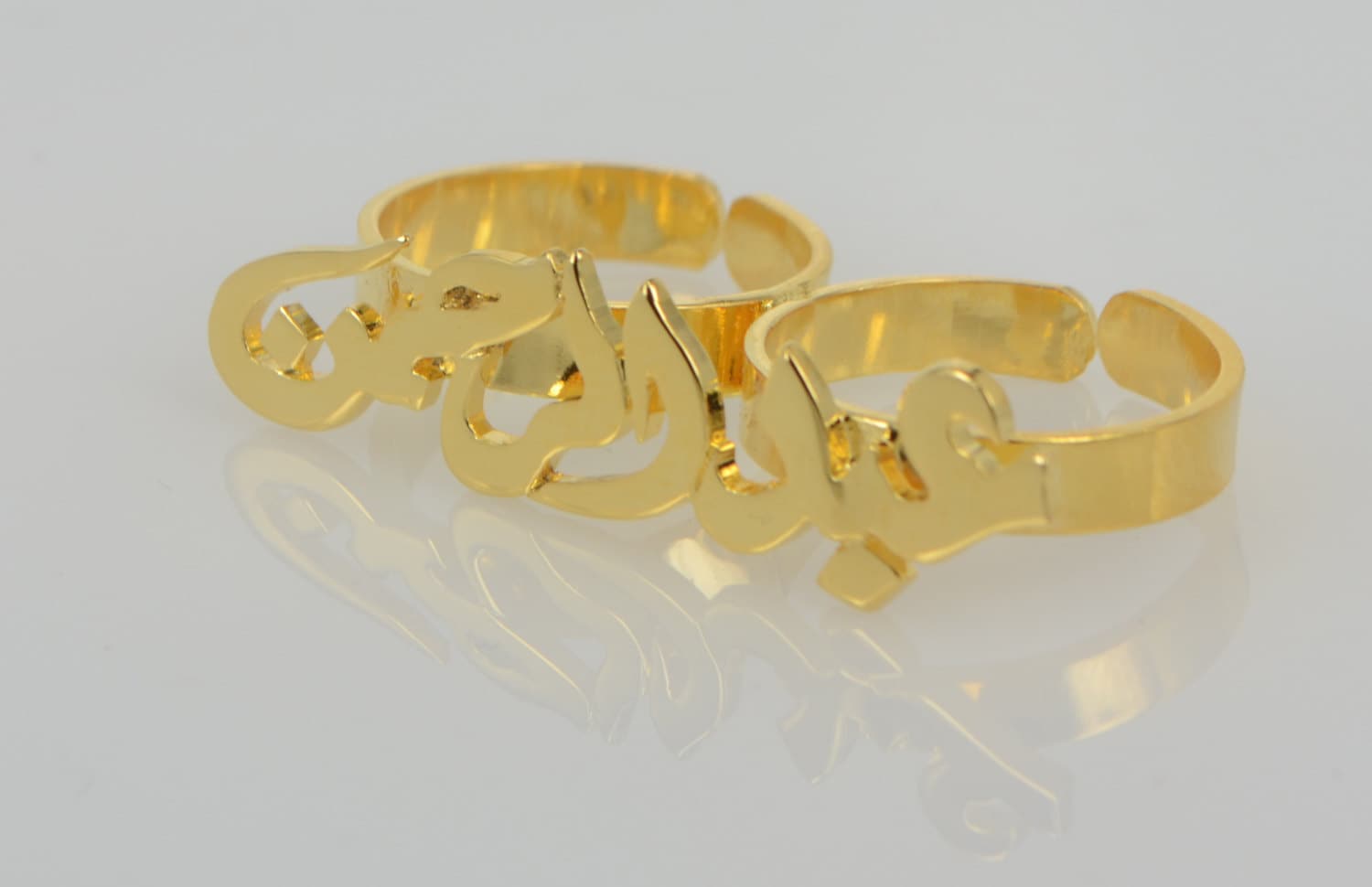 Personalized Arabic name ring. Women gift double band ring.