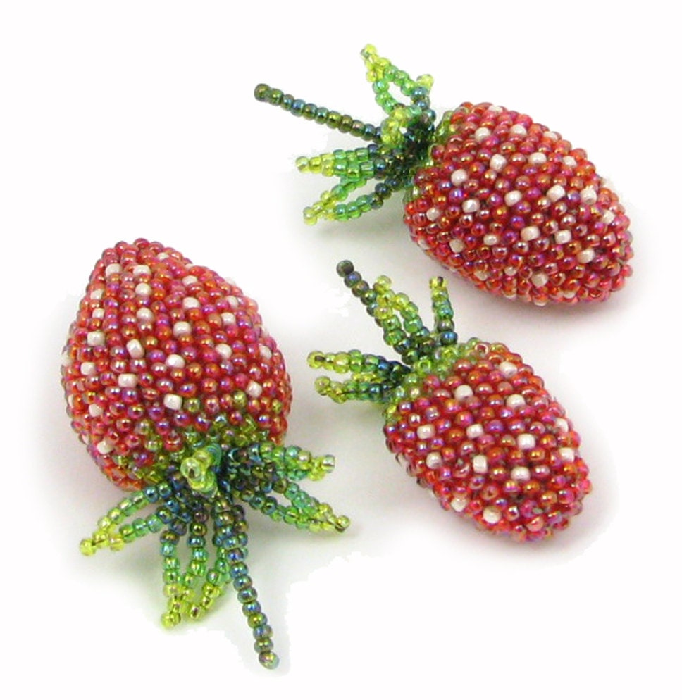 Strawberries Bead Crochet pattern instant download