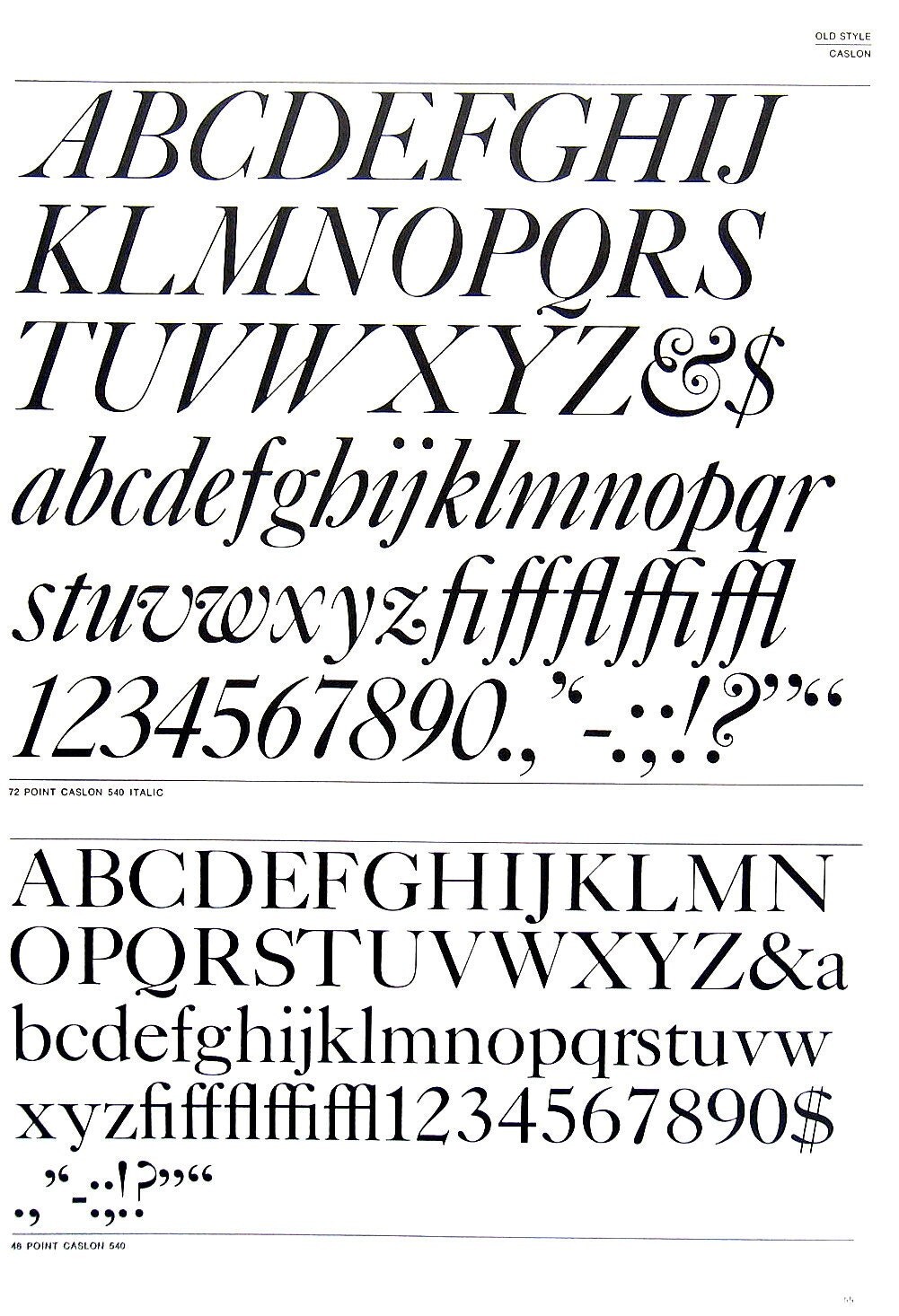Typography Print Fonts Caslon Old Style 72 Point Caslon