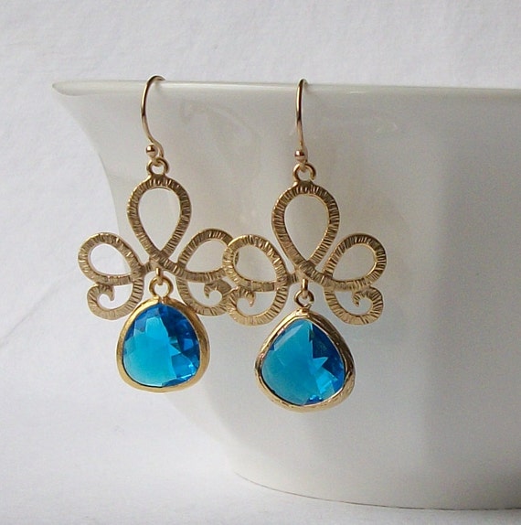 Cobalt Blue Dangle Earrings Bright Blue Dangle By Perinidesigns