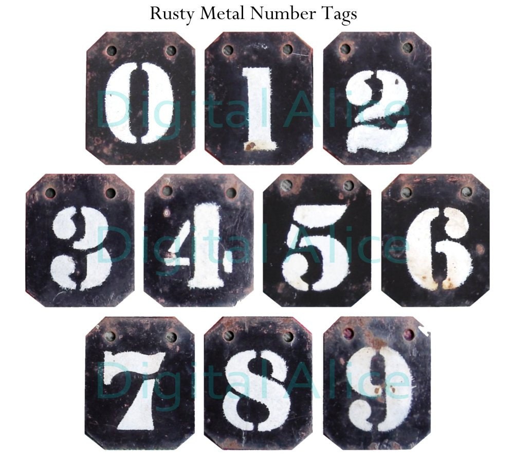 WORN METAL NUMBER Tags Industrial Locker Numbers Instant