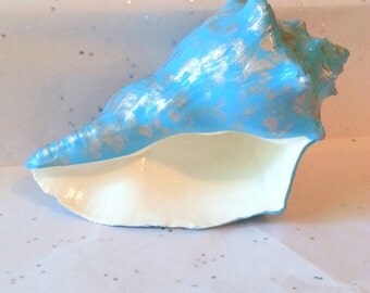 Items similar to Hand Painted Decorative Seashell large conch coastal ...