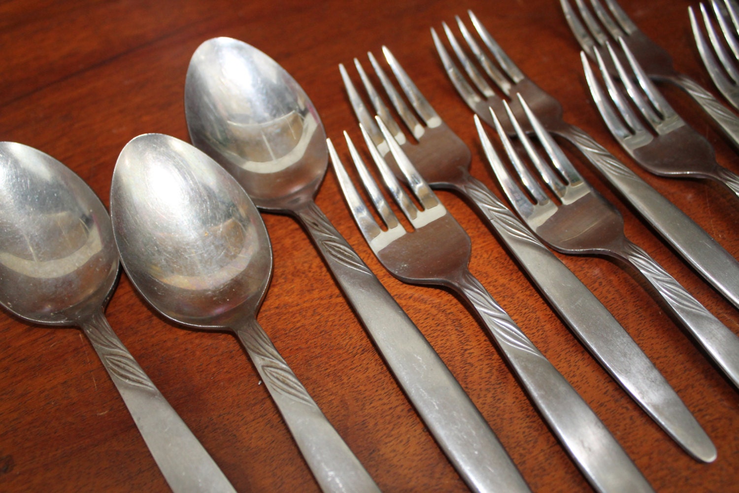 Vintage Stainless silverware simple pattern marked hong kong flatware ...
