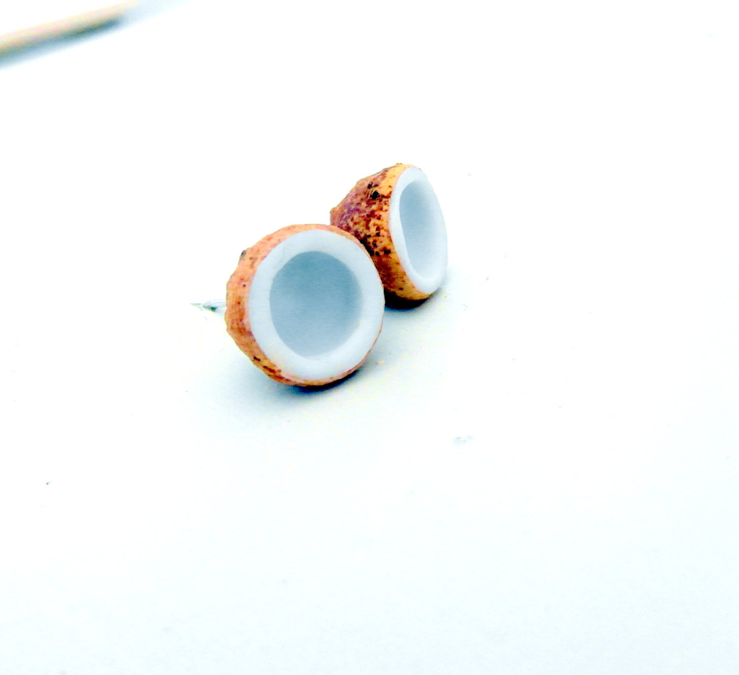 Coconut stud Earring Miniature food earrings Eco friendly