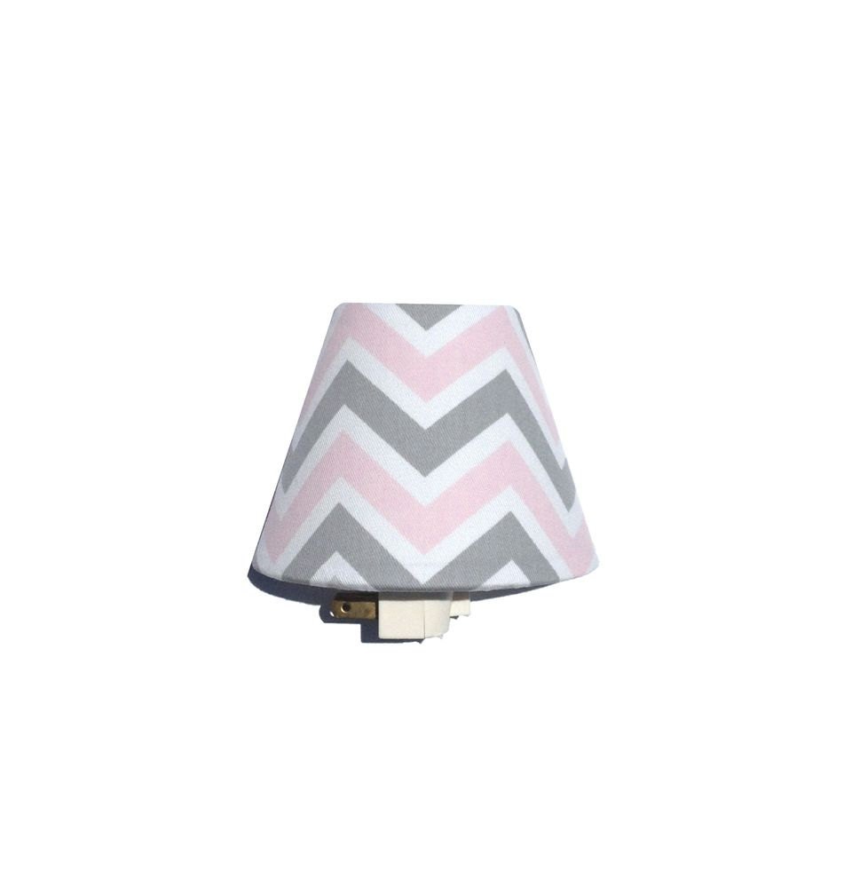 Pink Gray White Chevron Night Light / Baby Girl Nursery Decor