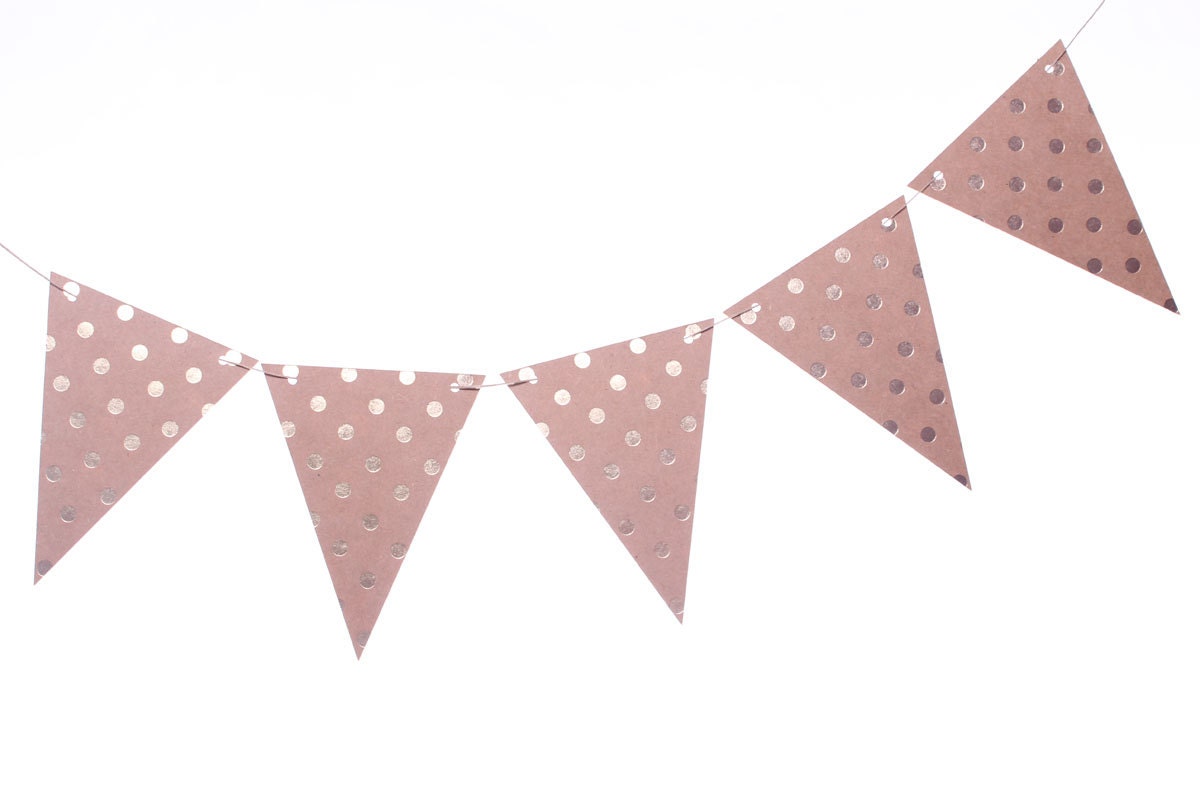 Gold Polka Dot Pennant Flag Banner / Kraft Pennant / Gold