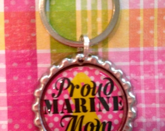 Proud Marine Mom marine corps military keychain
