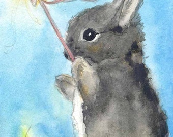 Baby bunny painting | Etsy