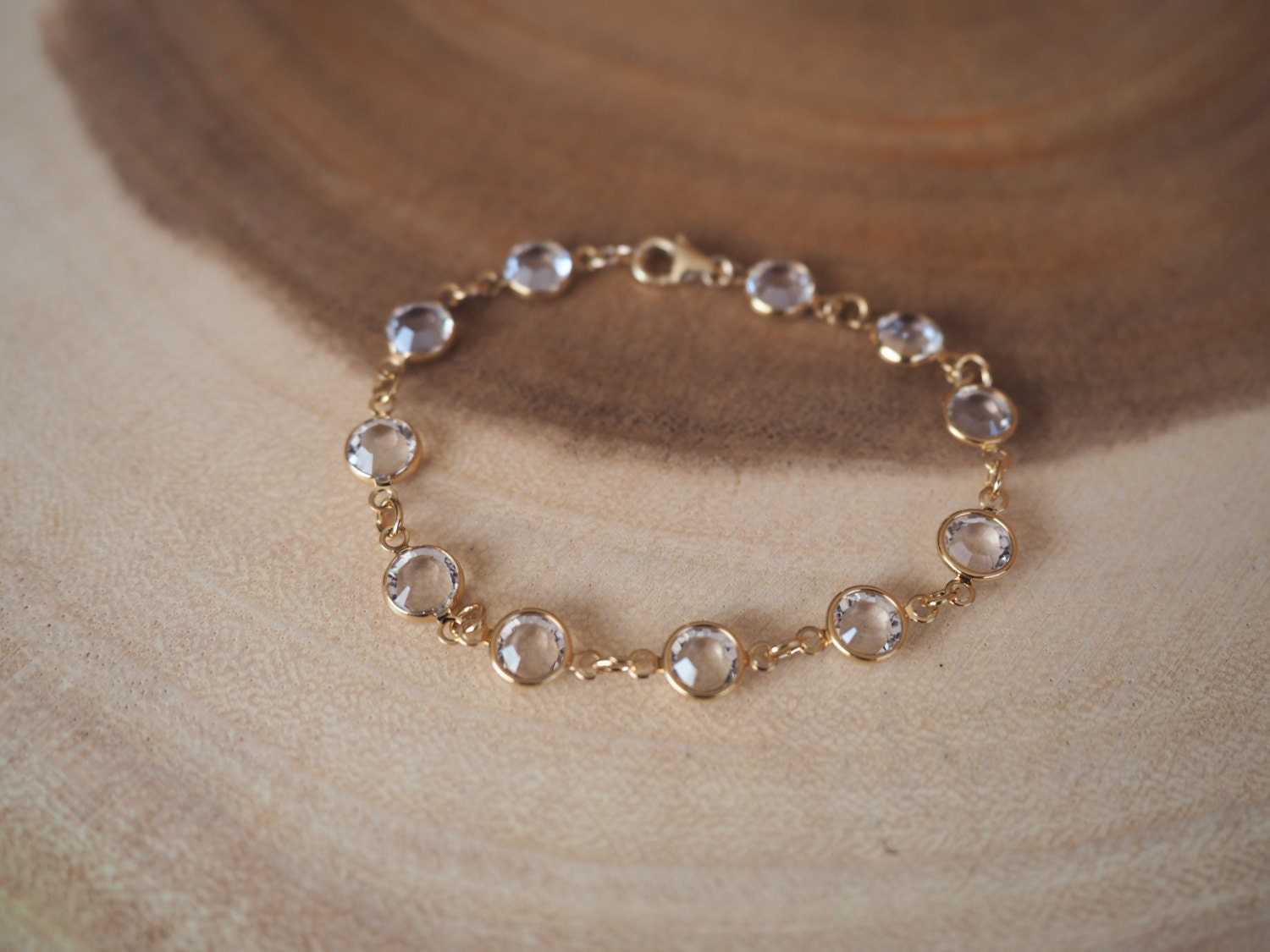 Gold Swarovski Crystal Bracelet by DianaHoDesigns on Etsy