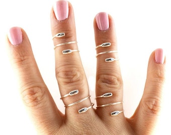 ON SALE Silver Knuckle Rings, Silver Full Finger Rings, Silver Stacking ...