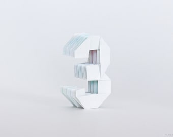 Origami Number 3, Three Years Old, 3rd Birthday Boy Girl Cake Topper ...