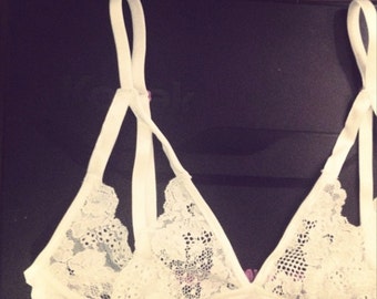 Open cup lace bra.