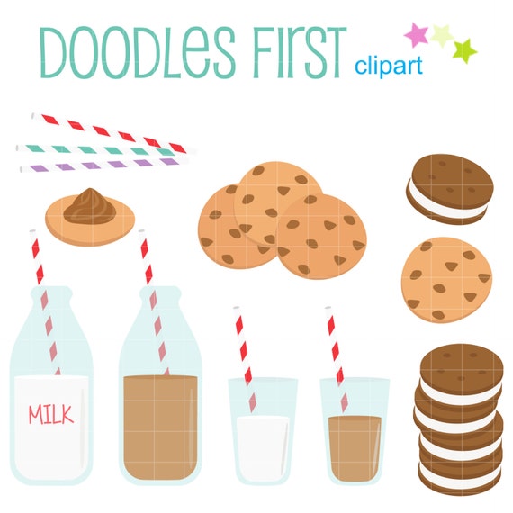 Milk And Cookies Digital Clip Art for Scrapbooking Card Making