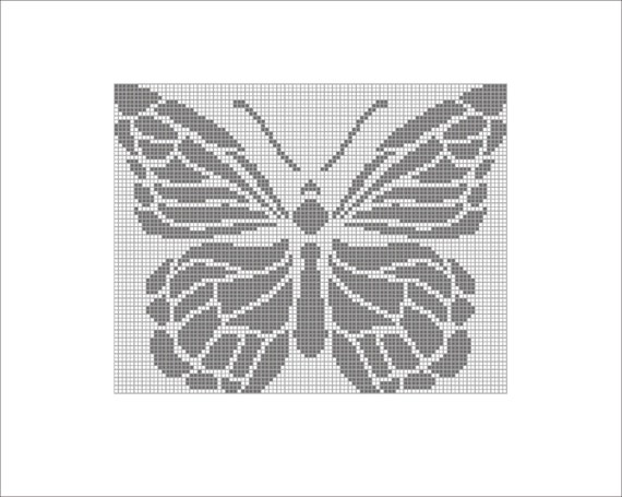 Filet crochet graph Butterfly printable counted by evascreation