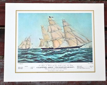 Unique clipper ship print related items | Etsy