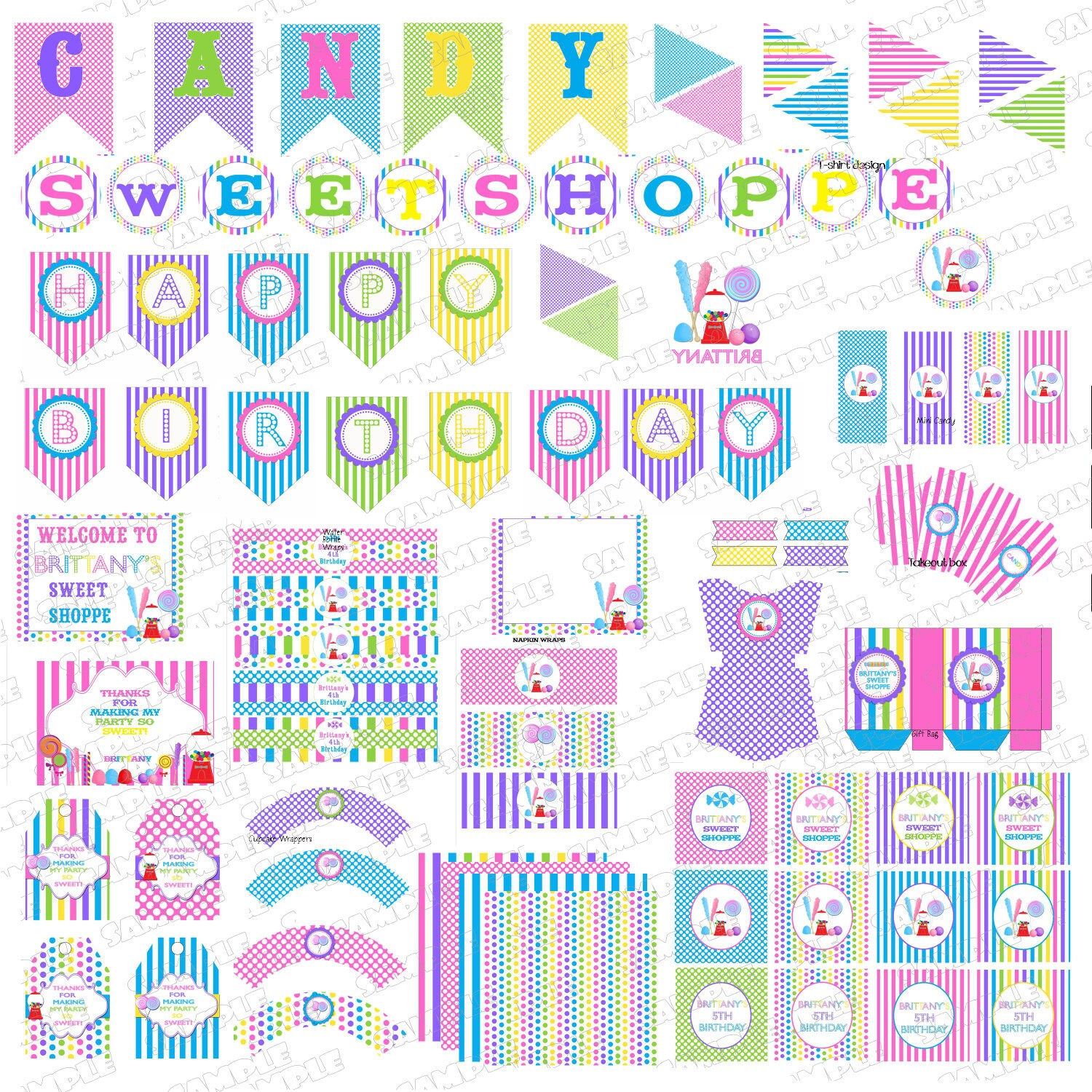 Candy party sweet shoppe party Huge birthday printable party