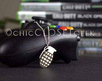 Grenade Necklace - Sterling Silver Grenade, Call of Duty jewelry ...
