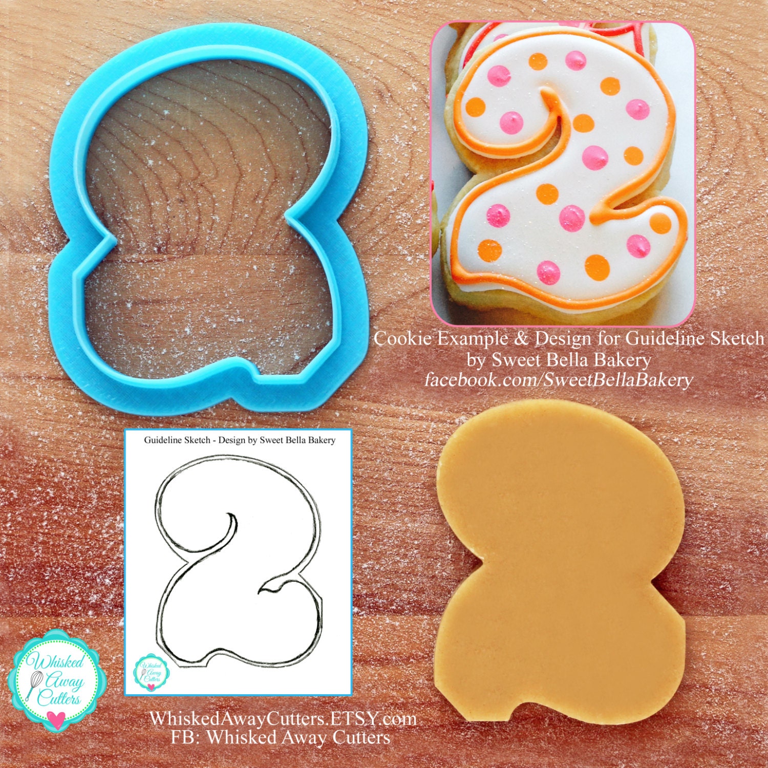 The Number Two Cookie Cutter & Fondant Cutter Guideline