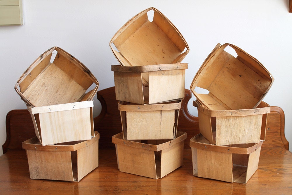 10 Vintage Wooden Berry Boxes – Set of 10 – Large One-Quart Berry ...