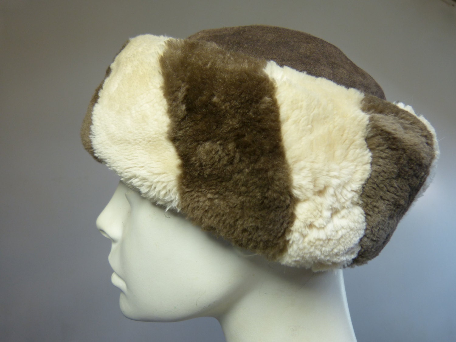 Brown suede and faux fur russian cap style chapka hat – fall winter ...