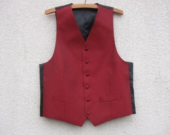 Burgundy red Vest Mens Steampunk Formal Fitted Crimson Red Waistcoat ...