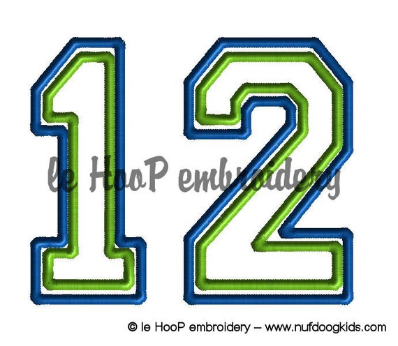 12 number Football FAN Machine Applique Embroidery design 3