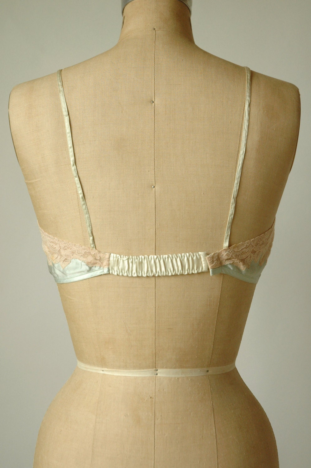 Vintage Silk Bra 1930s Pale Green Lingerie