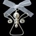 Wire Wrapped Angel Pendant Swarovski White Pearls by banadesigns