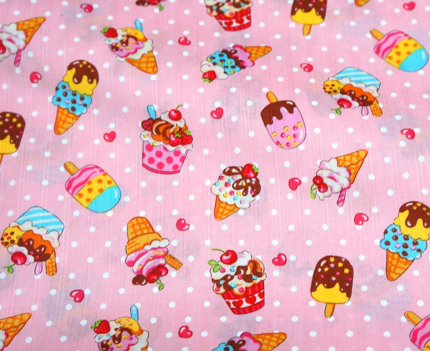 Ice cream print Japanese fabric light weight 50 cm by 53 cm
