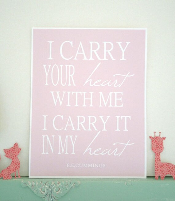i carry your heart Print Wedding Art Decor Nursery Art
