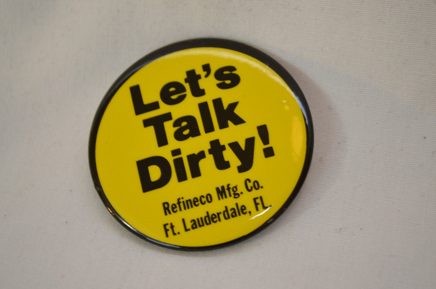 On SALE Vintage Let s Talk DIRTY Pin Back Badge Button Haute Juice on-sale-vintage-let-s-talk-dirty-pin-back-badge-button-haute-juice