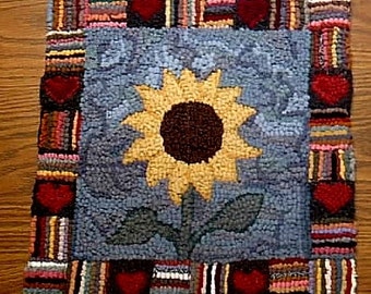 MY FIRST SUNFLOWER Large Primitive Rug Hooking Kit and Hook -Teach ...