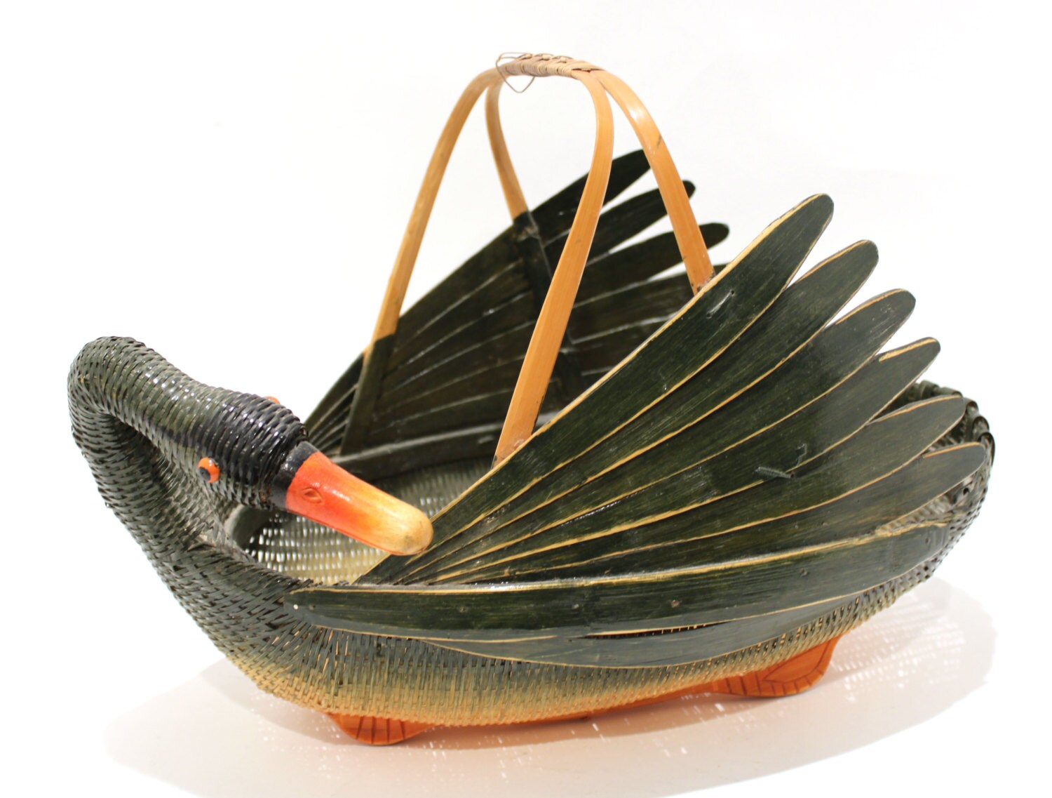 Vintage 12 Painted Duck Goose Basket Peoples Republic of